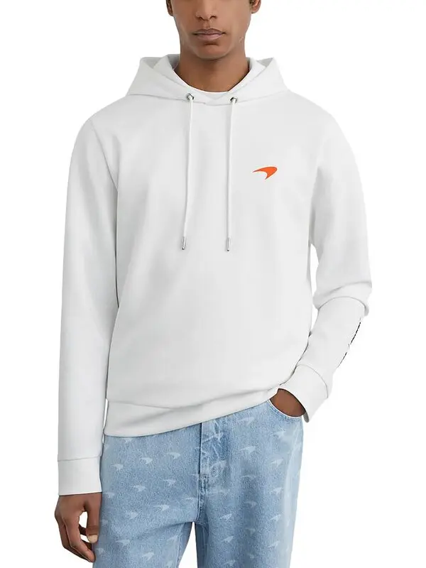 REISS Regular Fit Interlock Drawstring Hoodie - White