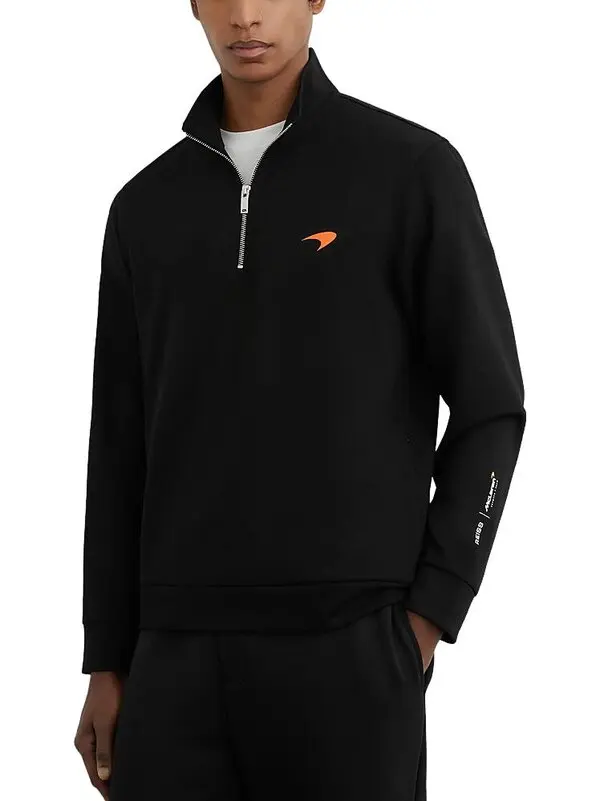 REISS Regular Fit Half Zip Logo Sweatshirt - Black