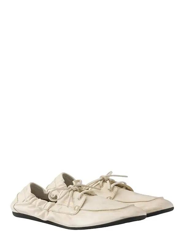 Prada Shuffle Antiqued Leather Boat Shoes - Neutral