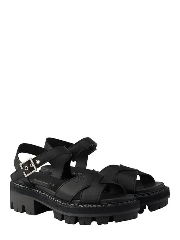 Prada Leather Sandals - Black