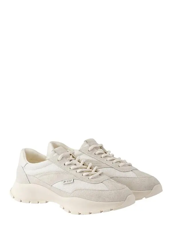 Prada Mesh Fabric And Suede Sneakers - White