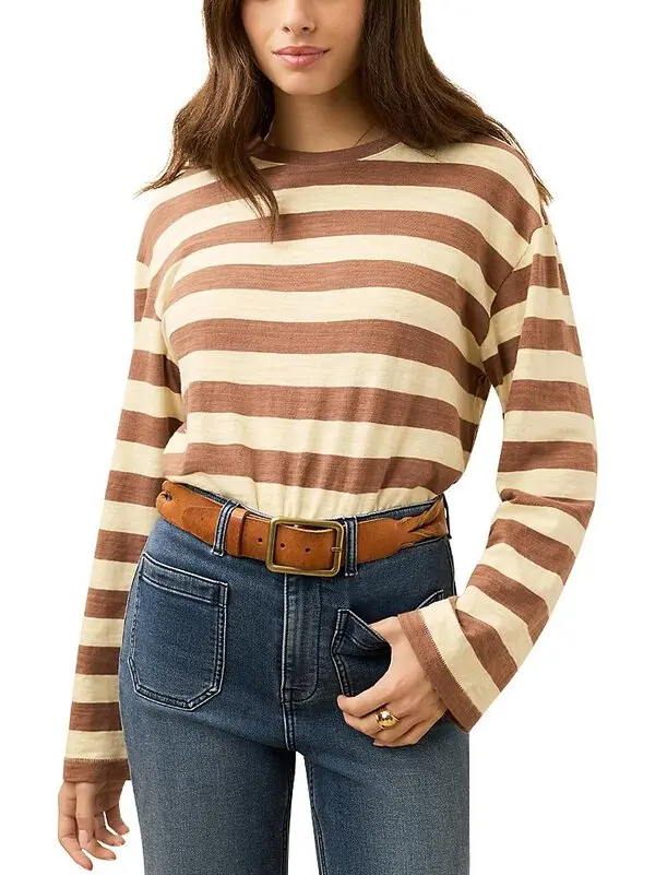 Faherty Brand Sunwashed Retro Tee - Nutmeg Stripe