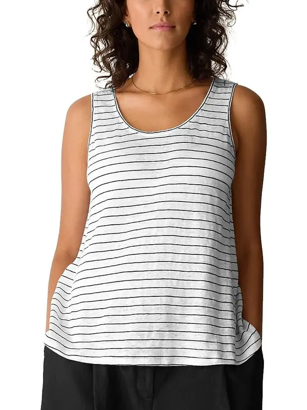 Eileen Fisher Linen Tank Top - White/blue