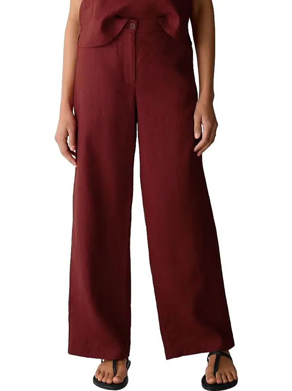 Eileen Fisher High-rise Wide-leg Linen Pants - Sdtom