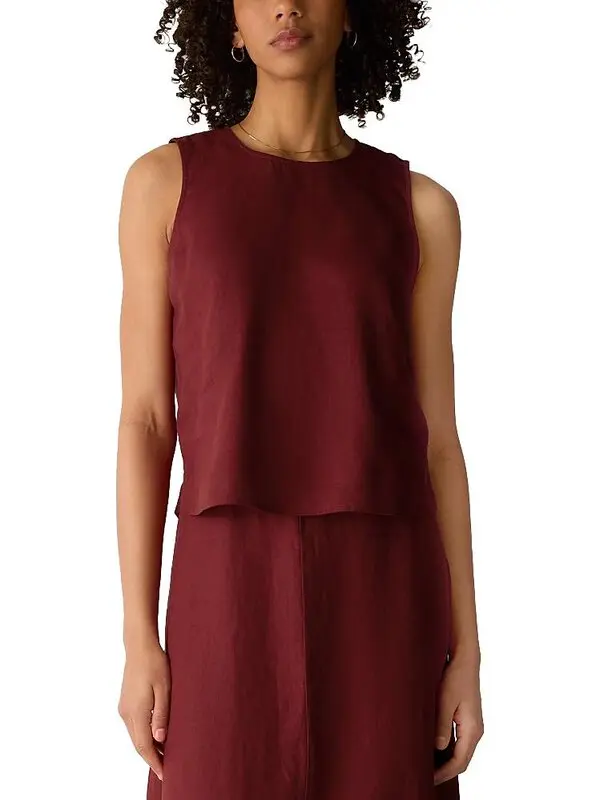 Eileen Fisher Round Neck Linen Top - Sdtom