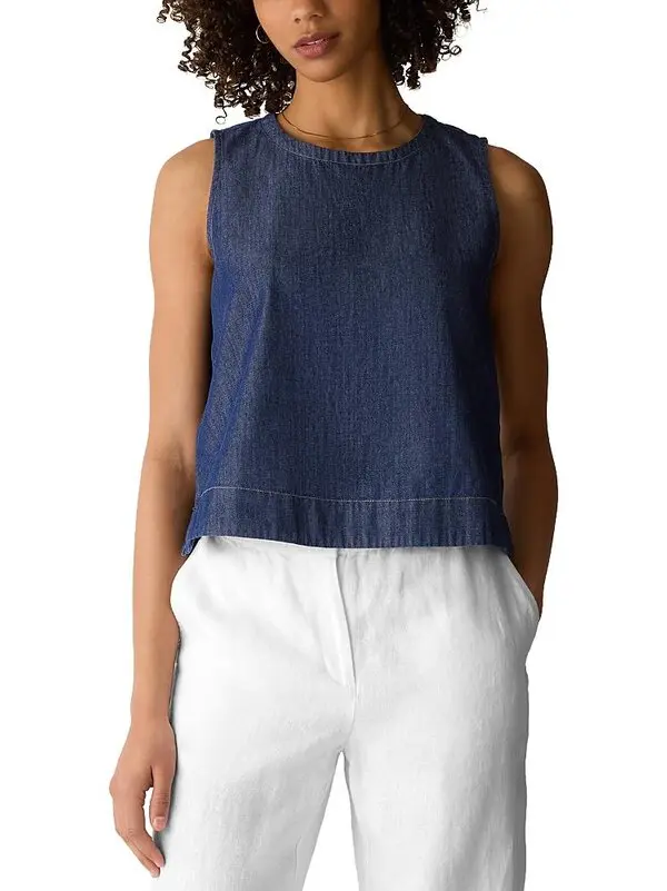 Eileen Fisher Round Neck Sleeveless Top - Dark Indigo