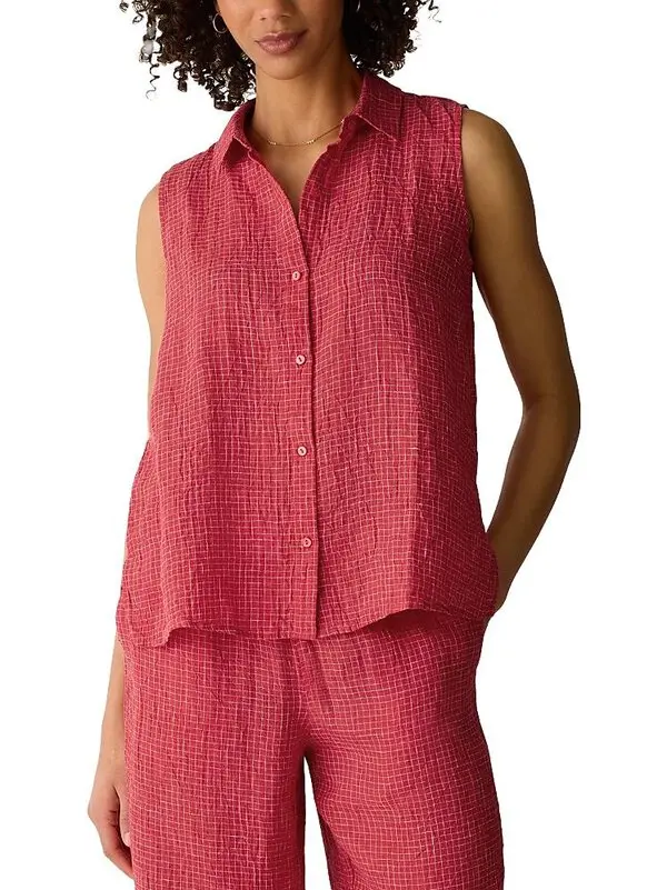 Eileen Fisher Classic Collar Linen Shirt - Grenadine
