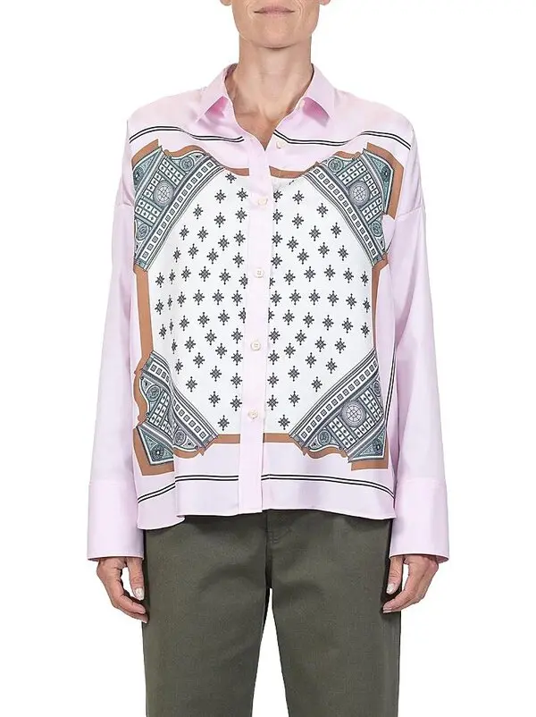 CALLAS MILANO Sirene Scarf Print Button-up Shirt - Pink