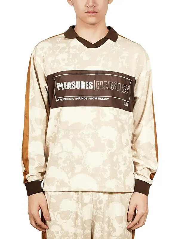 PLEASURES Despair Logo Skull Graphic Polo Jersey - Ecru