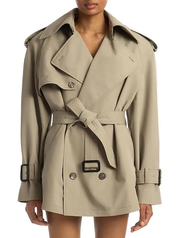 Wardrobe.NYC Clean Mini Trench Coat - Taupe