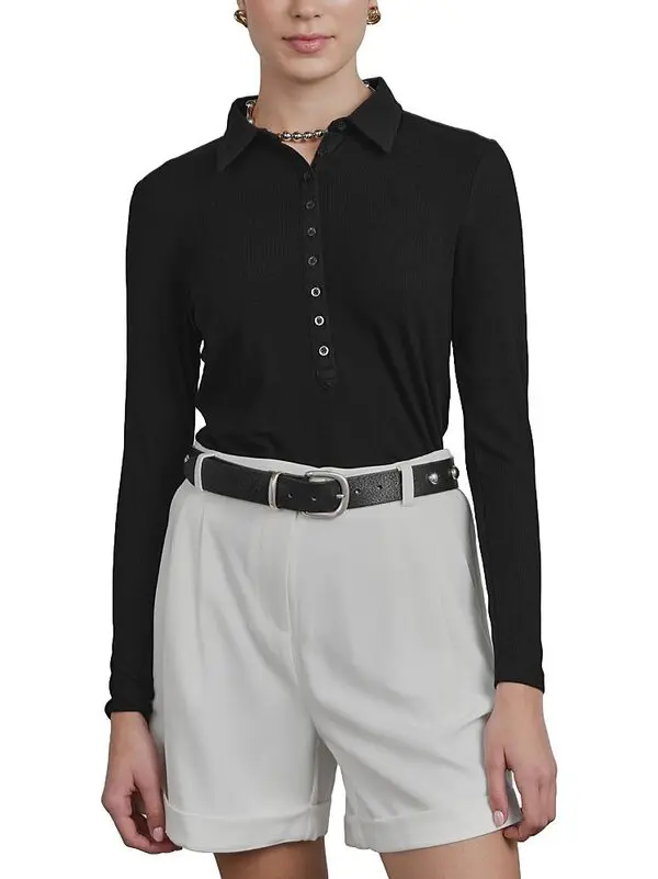 POINT Ribbed Polo Shirt - Black