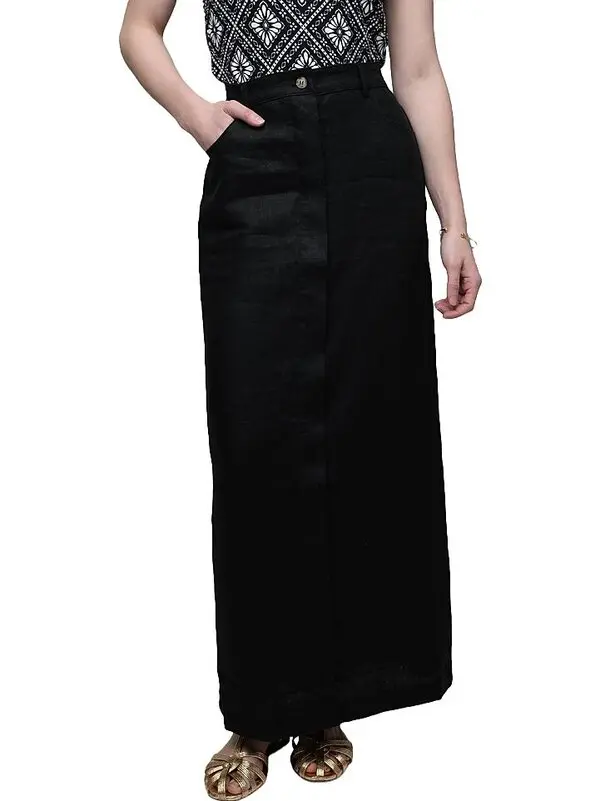 POINT Linen Sheath Skirt - Black