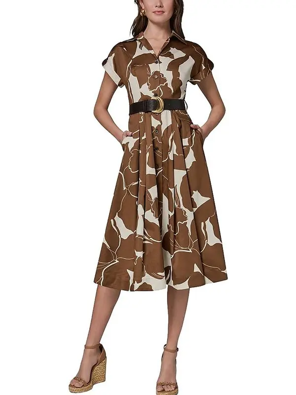 Donna Karan New York Belted Shirt Dress - Cognac