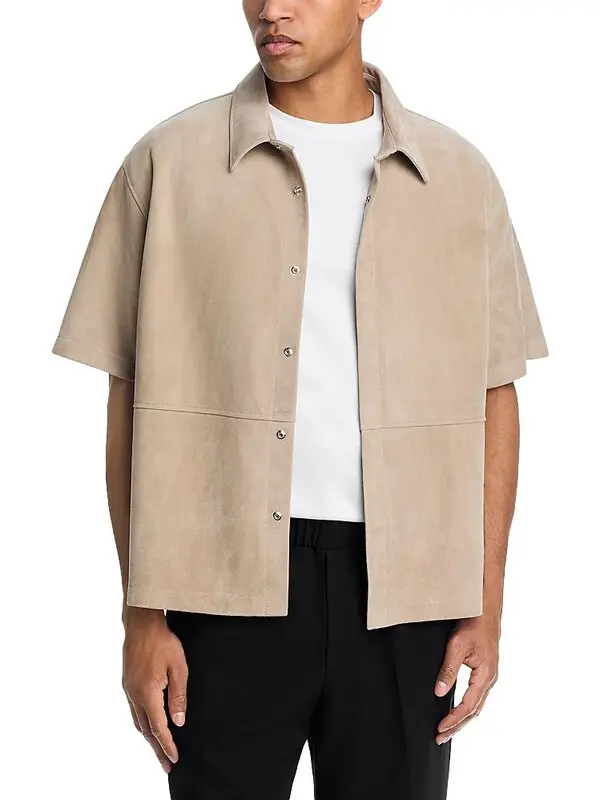 FRAME Regular Fit Suede Shirt - Dusty Beige