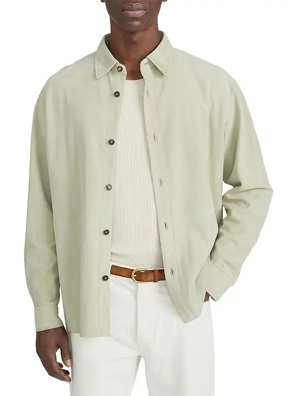 FRAME Suede Button-up Jacket - Moss Green