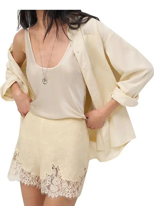 REFORMATION Fern Linen Shorts - Sugar