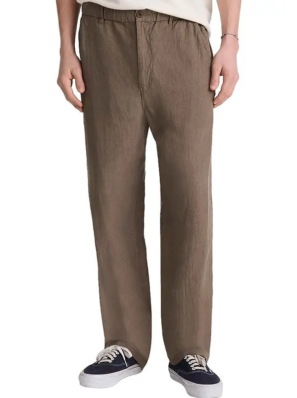 Madewell Regular Fit Linen Pants - Olive