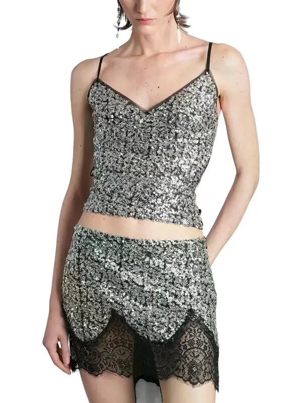 SIEDRES Sequin-embellished Backless Top - Silver
