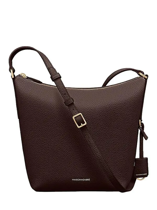MAISON DE SABRE Leather Zipped Bucket Bag - Espresso Brown
