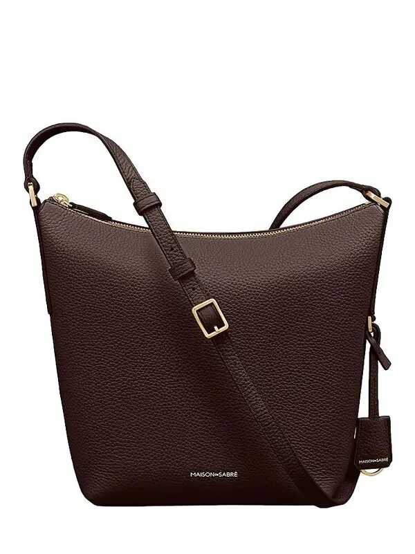 MAISON DE SABRE Leather Zipped Bucket Bag - Espresso Brown