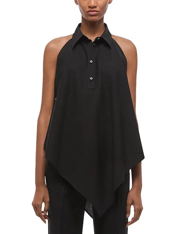 Helmut Lang Collared Scarf Top - Black