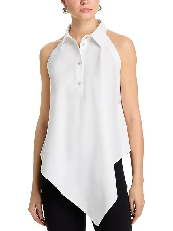 Helmut Lang Collared Scarf Top - White