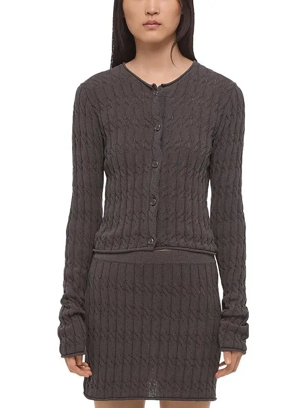 Helmut Lang Cable Crop Cardigan - Gravel