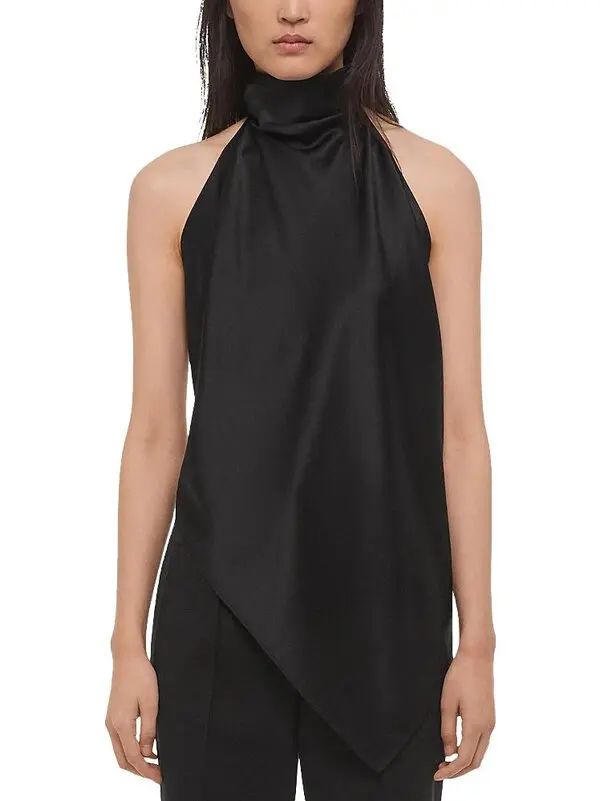 Helmut Lang Silk Tie Scarf Top - Black
