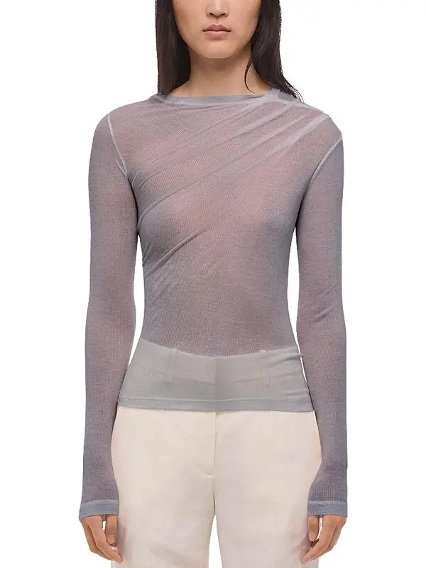 Helmut Lang Sheer Twist Top - Dark Grey
