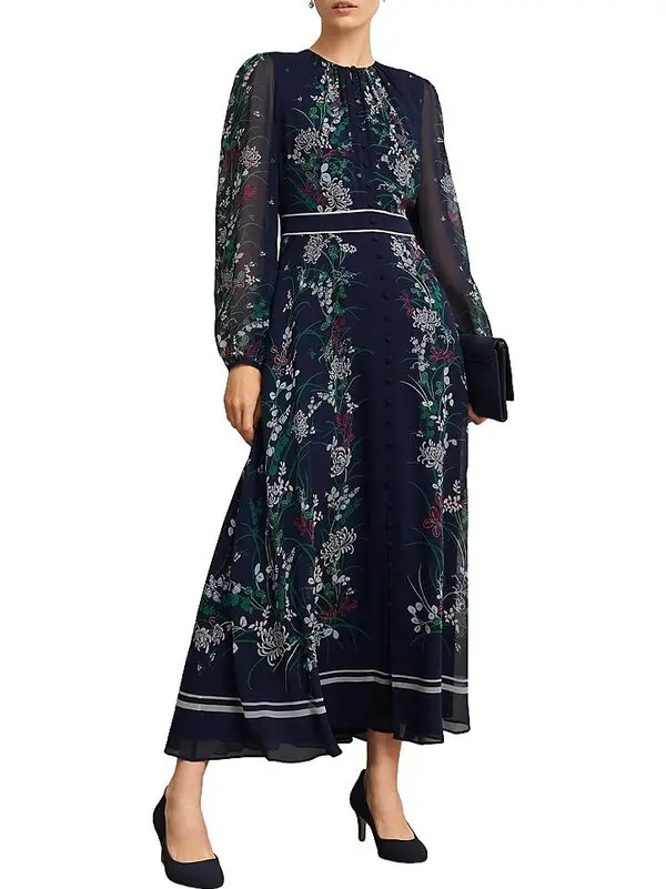 HOBBS LONDON Petite Sia Printed Silk Dress - Midnight Multi