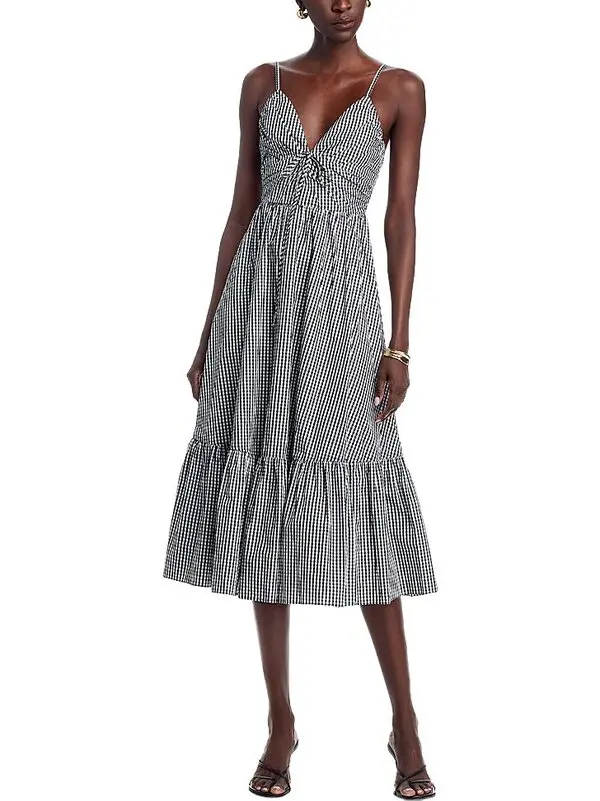 Michael Kors Gingham Cotton Midi Dress - Black/white