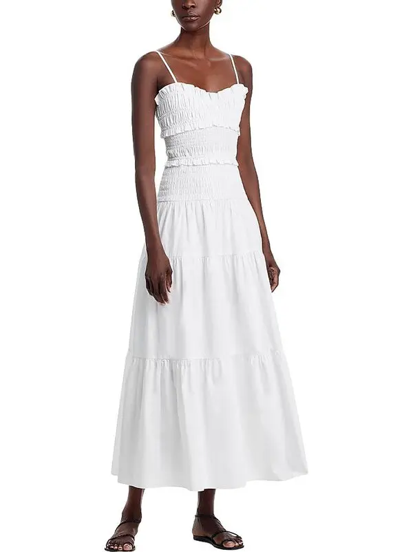 Michael Kors Smocked Cotton Poplin Maxi Dress - White