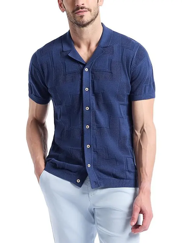Robert Graham Short Sleeve Geometric Knit Sweater - Navy