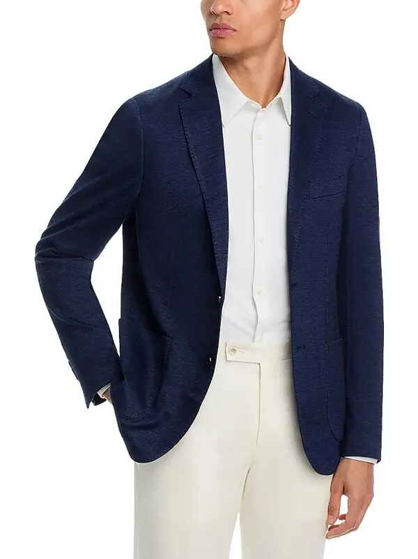 MAURIZIO BALDASSARI Wool, Linen, & Silk Jersey Unstructured Sport Coat - Blue Nights