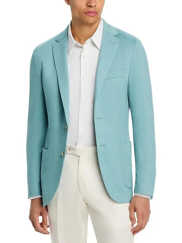 MAURIZIO BALDASSARI Wool, Linen, & Silk Jersey Unstructured Sport Coat - Pacific Blue