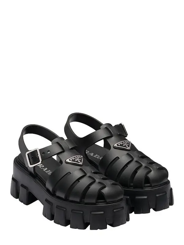 Prada Monolith Foam Rubber Sandals - Black