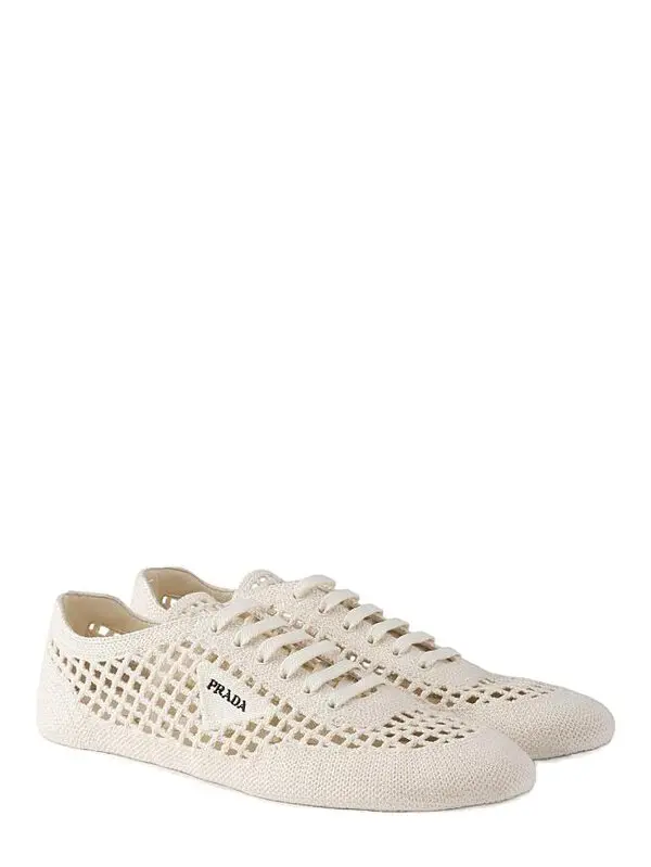 Prada Collapse Crochet Laced Sneakers - Neutral