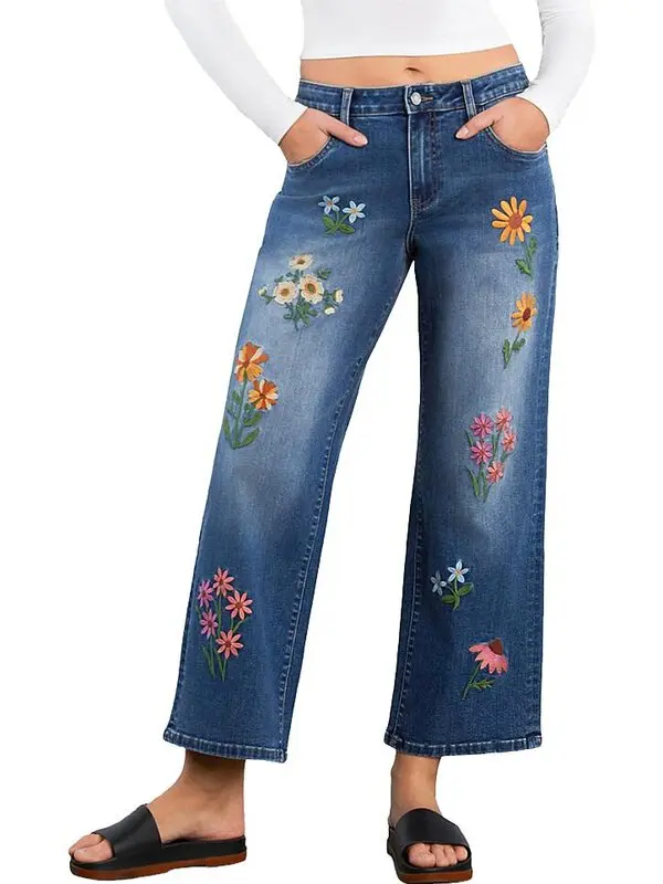 BILLY T Meadow Kiss Embroidered Jeans - Shine Blue