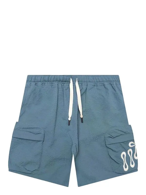 HONOR THE GIFT Embroidered Seersucker Cargo Shorts - Blue
