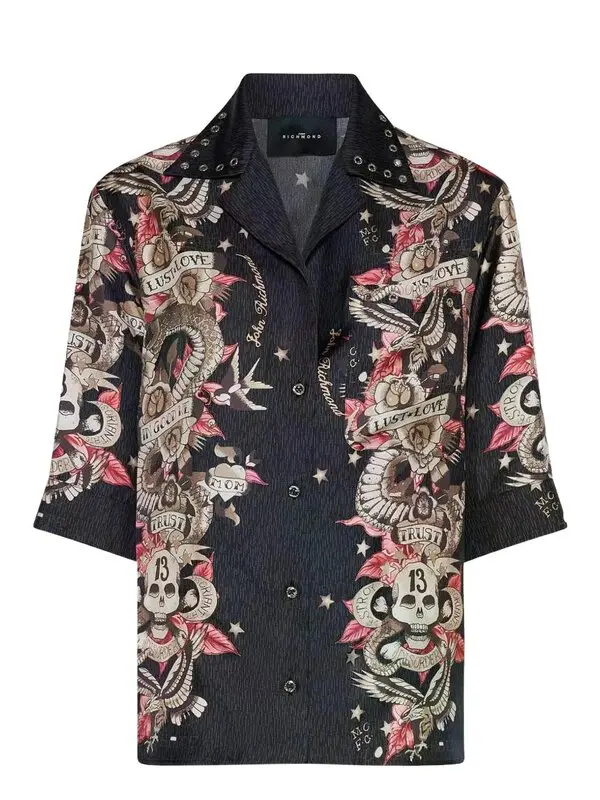 John Richmond Floral-print Shirt - Black