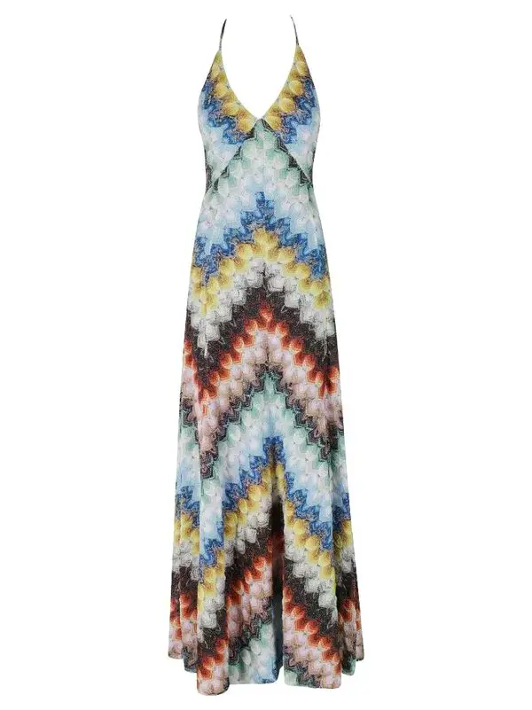 Missoni Zigzag Knit Maxi Dress - Blue