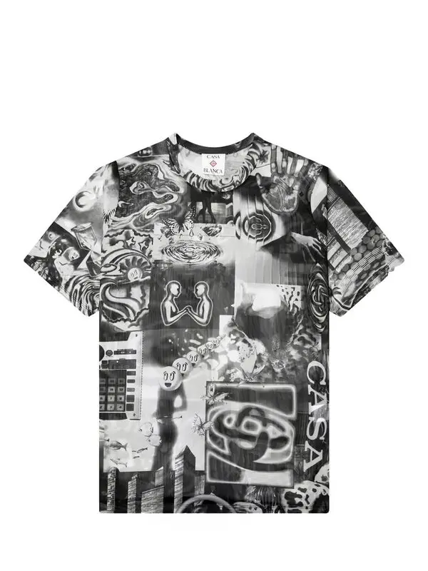 Casablanca Rave Collage Patchwork-print T-shirt - Grey