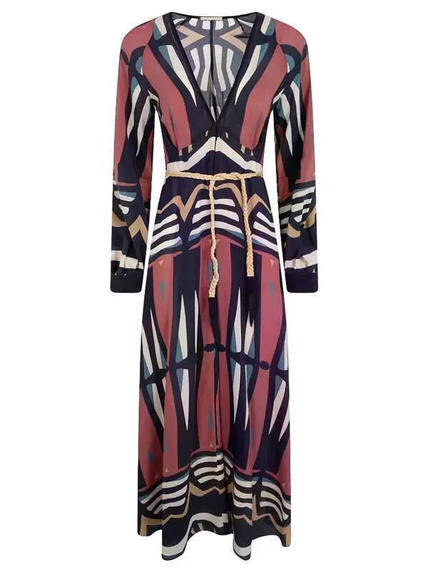 VOLANTIS Illumination Geometric-print Silk Dress - Red