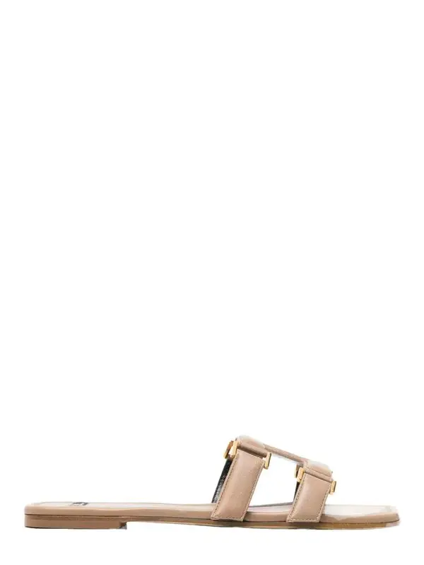 Elisabetta Franchi Beige Nappa Leather Double-strap Sandals - Neutrals