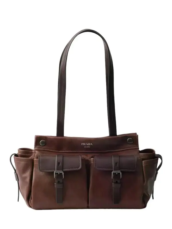 Prada Route Medium Leather Tote Bag - Brown