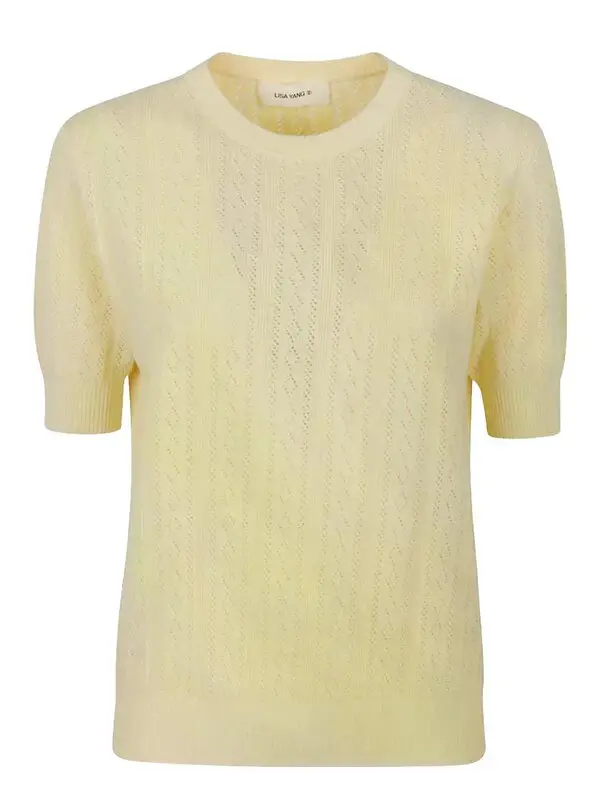 LISA YANG Pointelle-knit Short-sleeve Top - Yellow