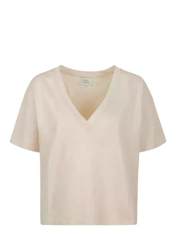 LOULOU V-neck Short-sleeve T-shirt - Neutrals