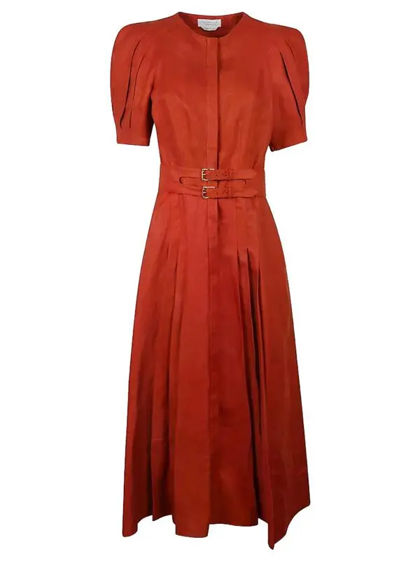 Gabriela Hearst Belted Pleated Dress - Orange
