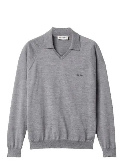 Miu Miu V-neck Pullover - Grey Black