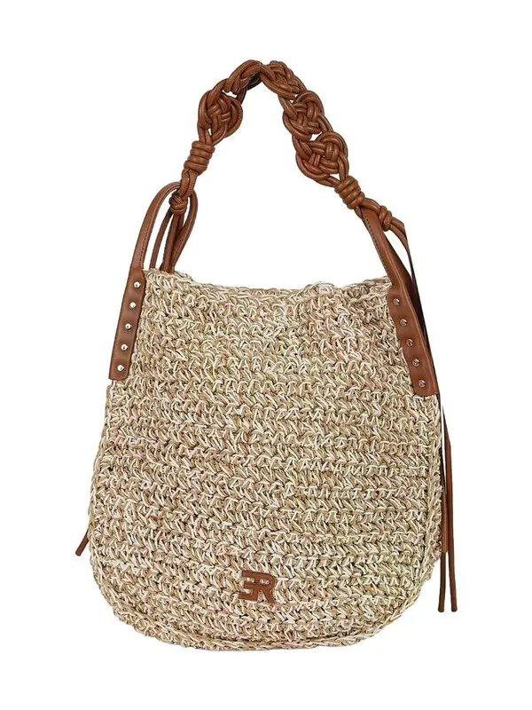 Ermanno Scervino Woven Knotted-handle Clutch - Neutrals